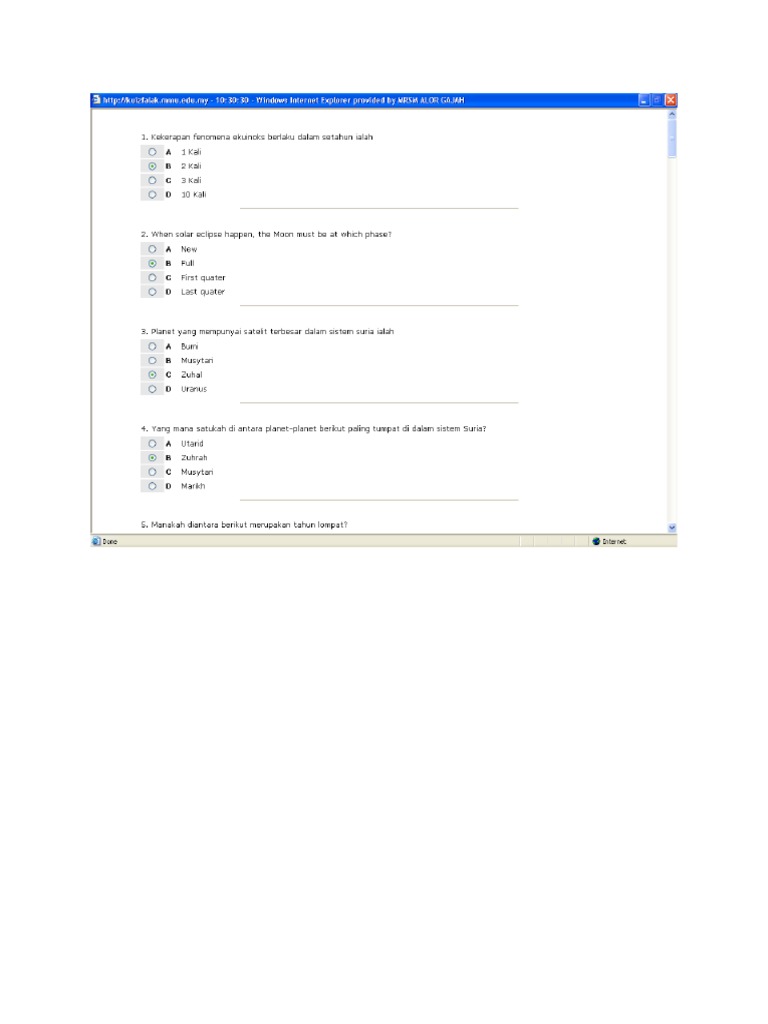 Kuiz Falak Online | PDF