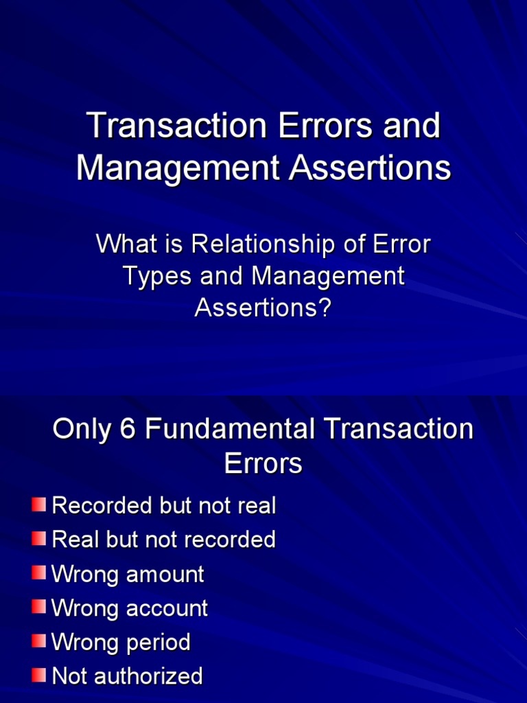 Transaction Errors and Management Assertions