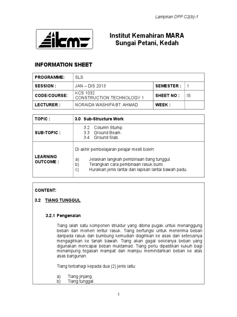 Tiang, Rasuk Bumi, Lantai | PDF