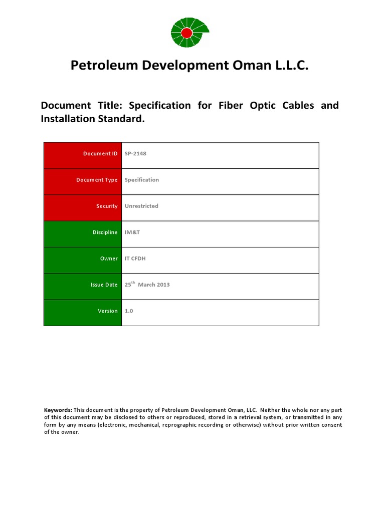 Fiber Optic Cables and Installation Standard | PDF | Optical Fiber ...