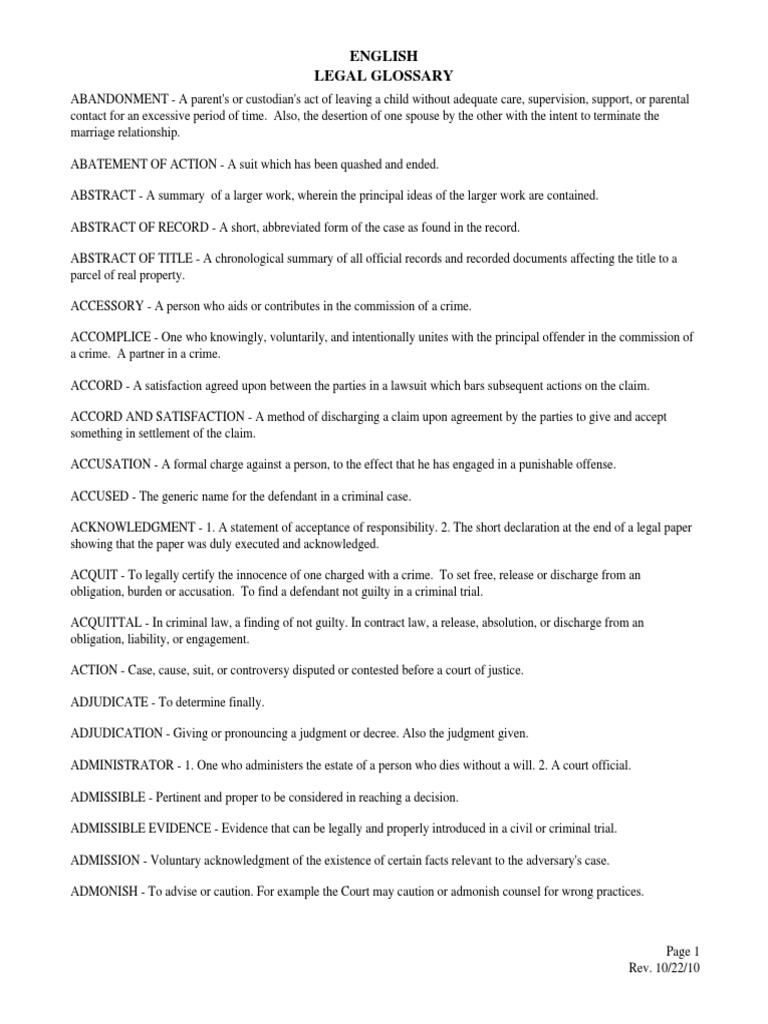 Glossary of Legal Terms (47 Pages) PDF PDF | PDF | Lawsuit | Equity (Law) Glossary of Legal Terms (47 Pages) PDF PDF | PDF | Lawsuit | Equity (Law)