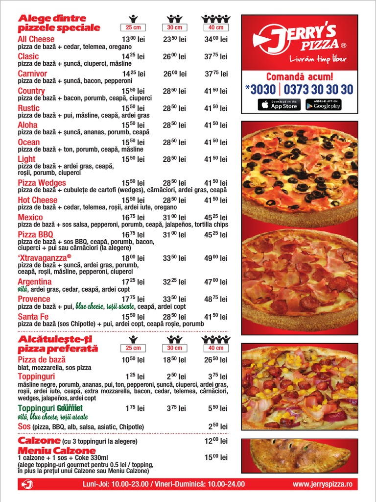 Meniu Jerry's Pizza | Italian Cuisine | North American Cuisine