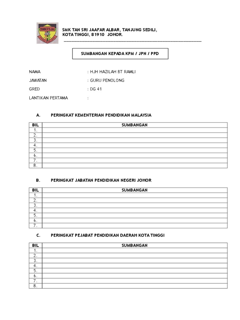 Sumbangan Pada PPD JPN KPM | PDF