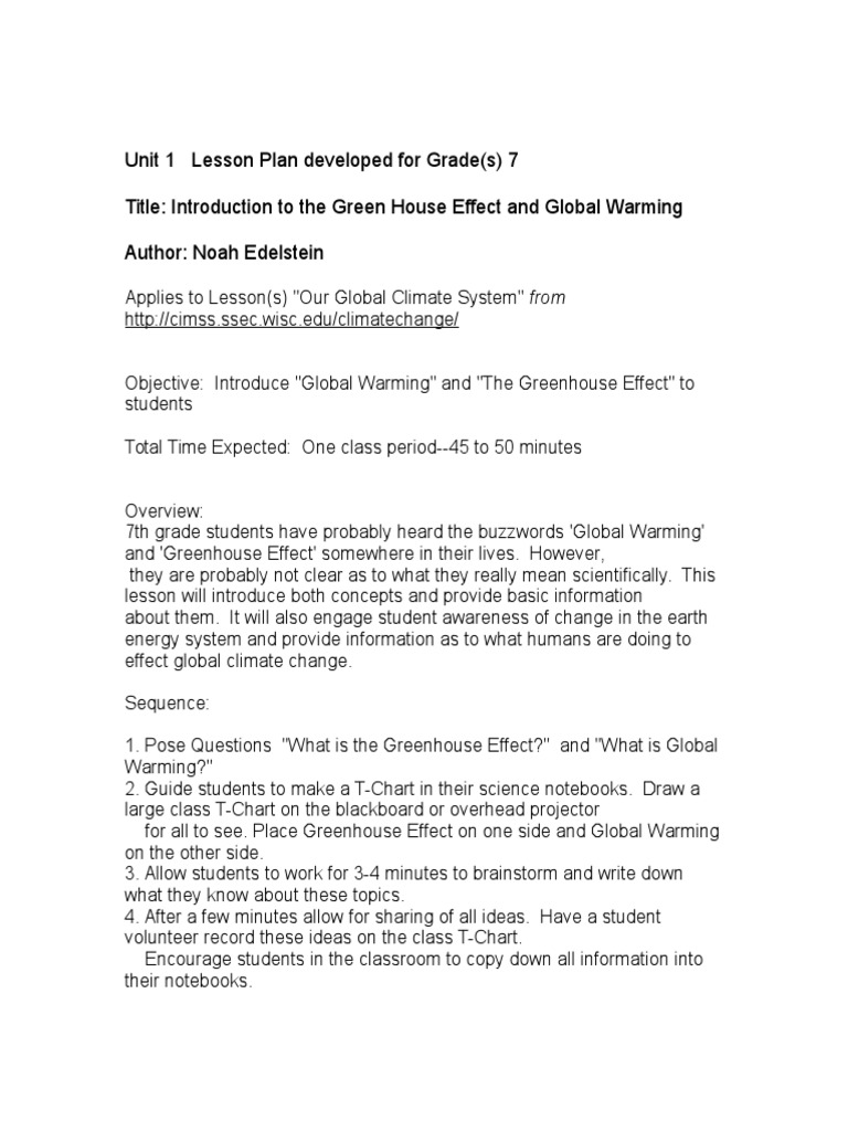 Greenhouse Effect&Global Warming Intro Grade 7 | PDF | Greenhouse ...