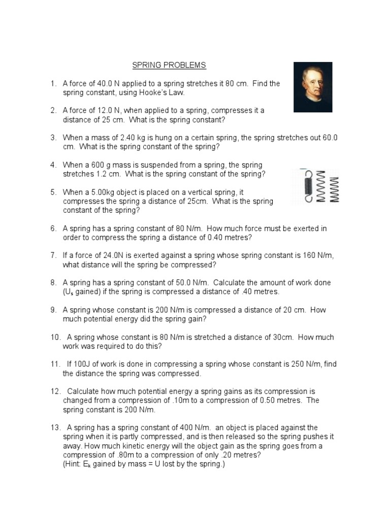 Spring Problems | PDF | Force | Mass