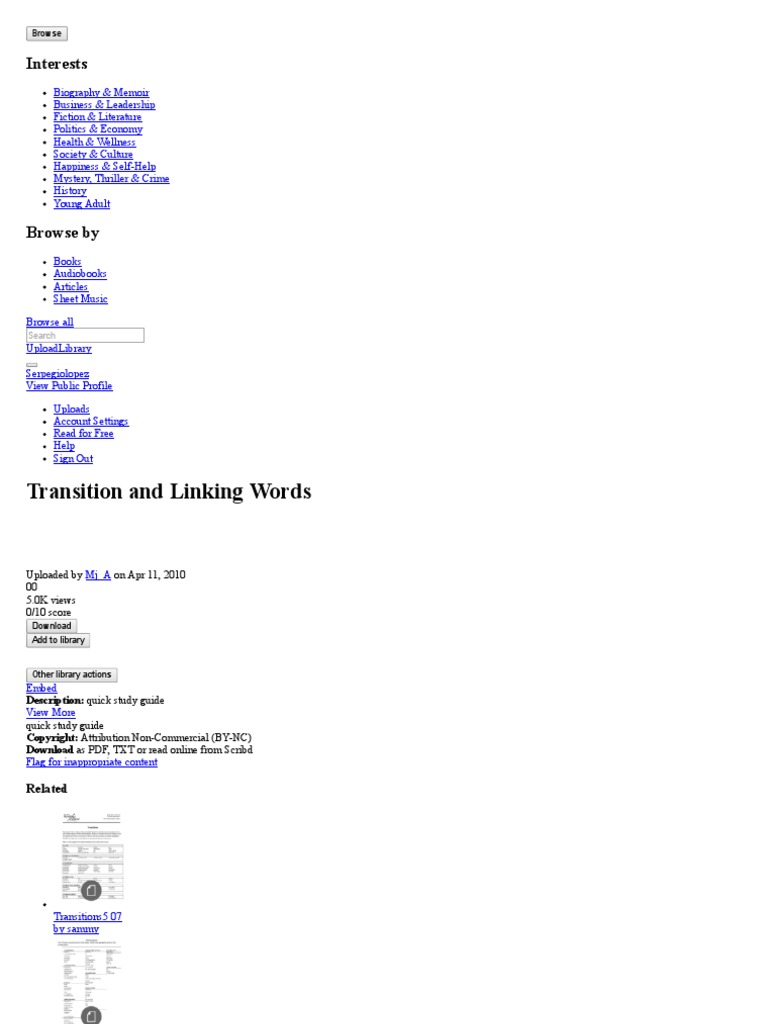 Transition and Linking Words | PDF | Social Science | Philosophy