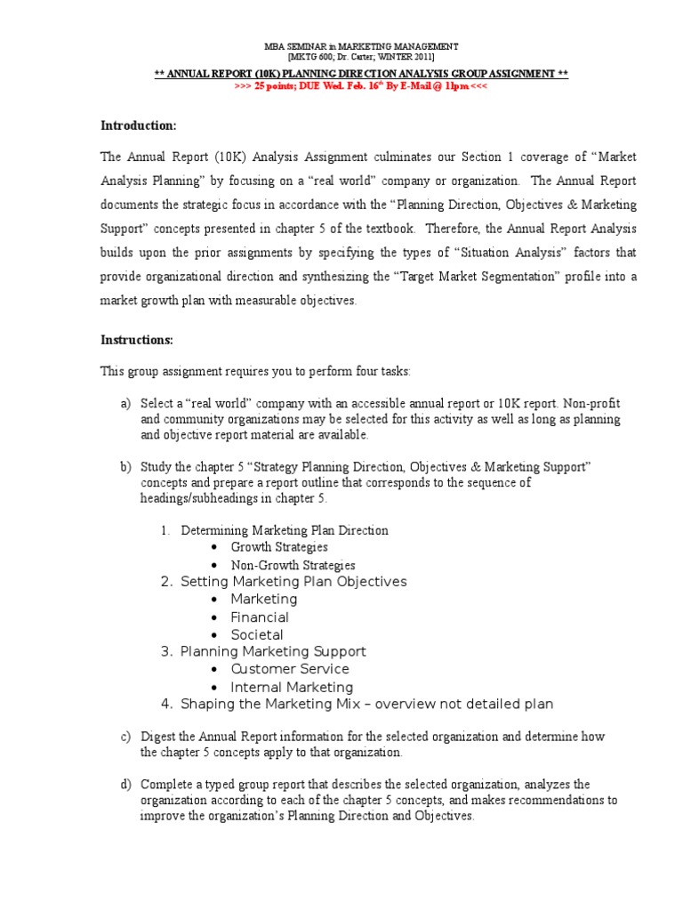 Annual Report Analysis Assignment | PDF