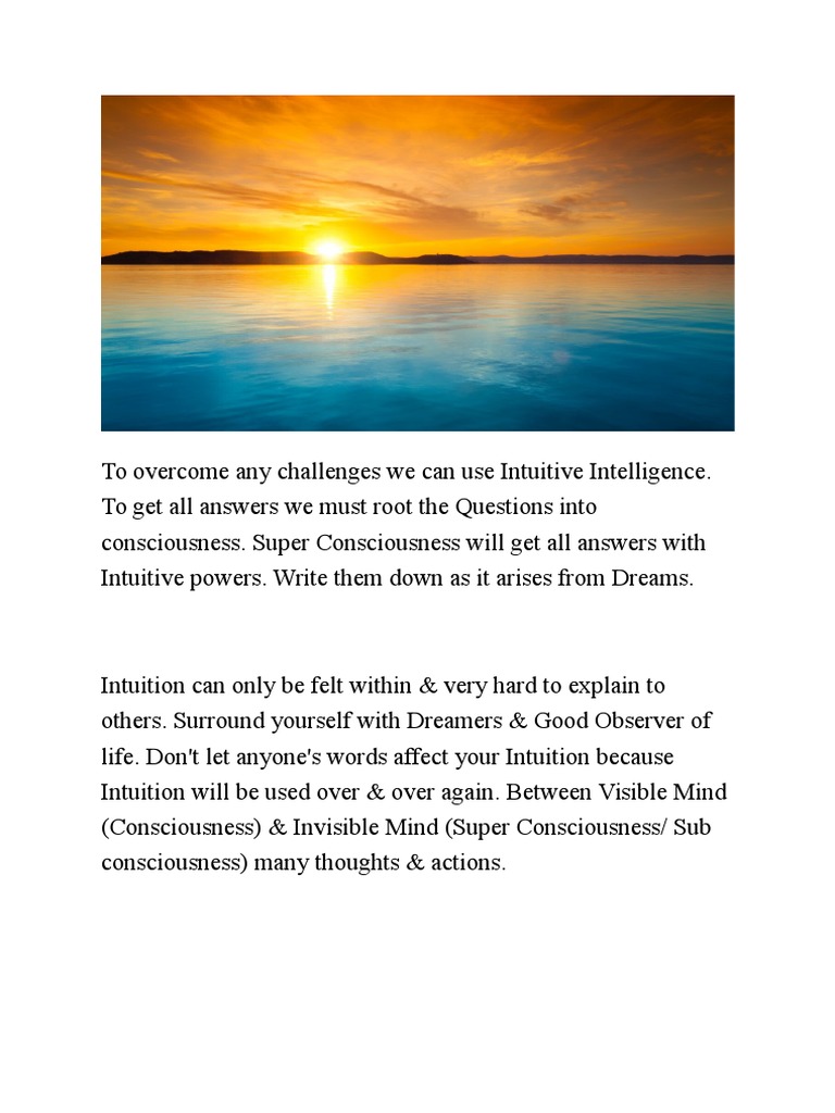 Intuitive Intelligence | PDF | Intuition | Consciousness