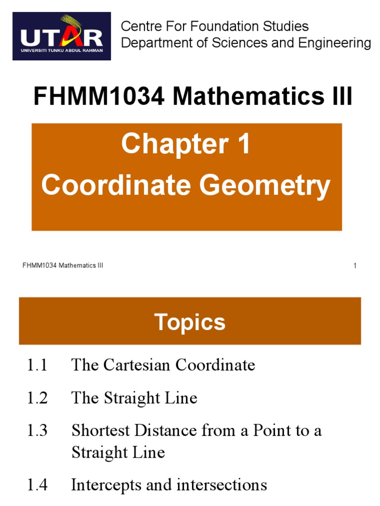 FHMM1034 Chapter 1 Coordinate Geometry 201610 Standardised 1 | PDF ...