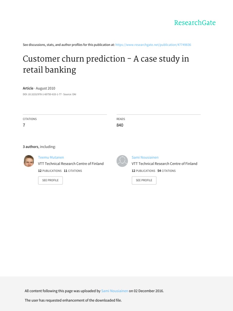 Customer Churn Prediction - A Case Study in Retail | PDF | Computing ...