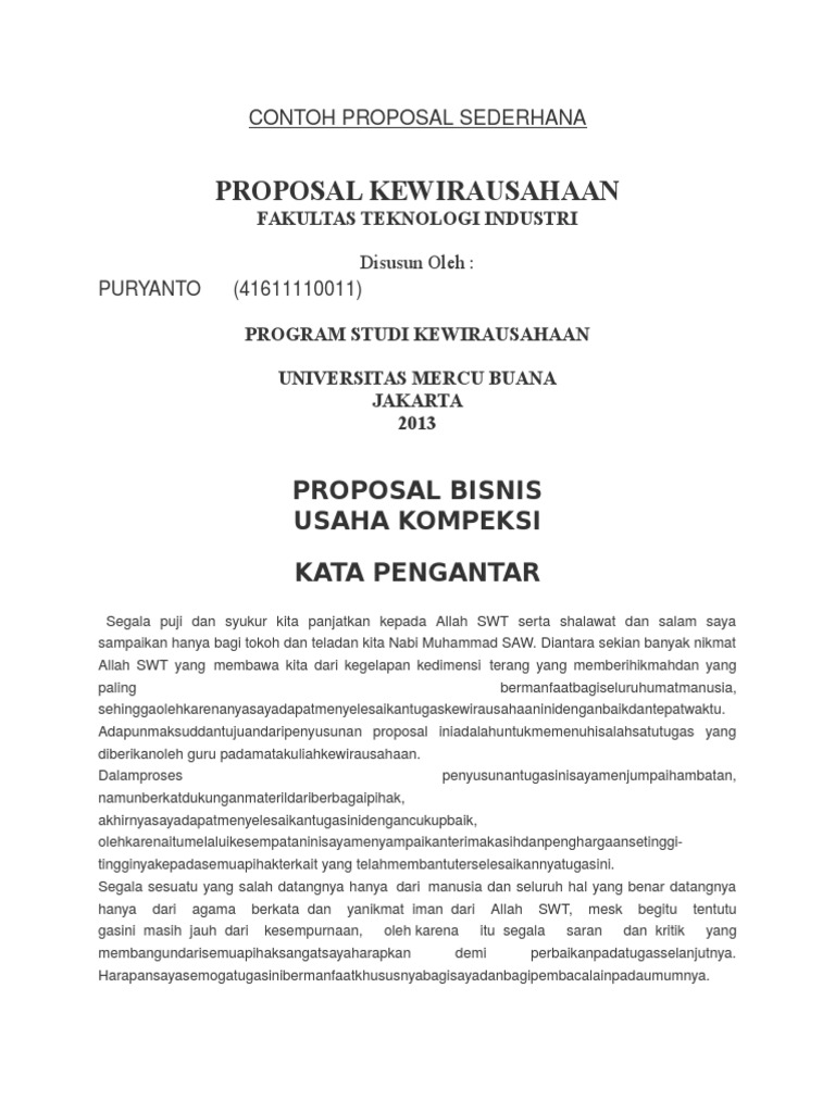 Contoh Proposal Sederhana | PDF