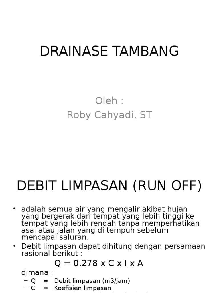 Kuliah Vi Drainase Tambang | PDF