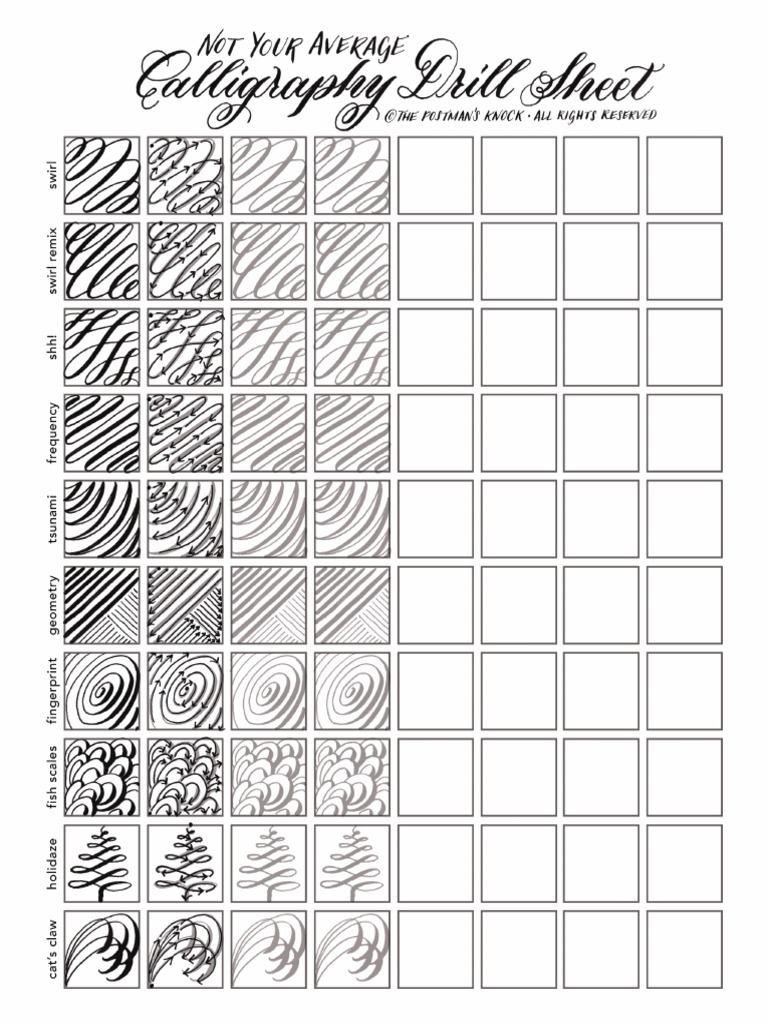 TPK Calligraphy Drill Sheet | PDF