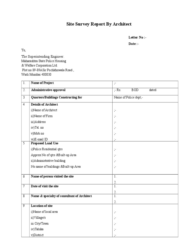 Site Inspection Report (New) | PDF | Architect | Transport
