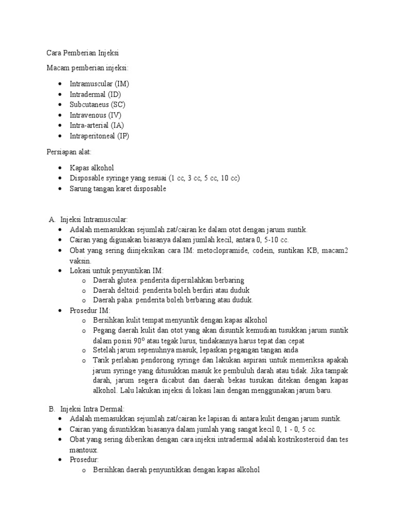 Panduan Lengkap Pemberian Injeksi | PDF | Sains & Matematika