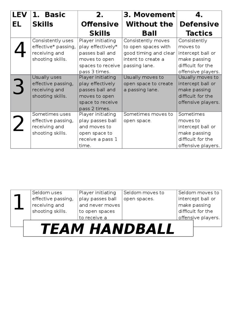 Handball Rubric | PDF | American Football | Ball Games