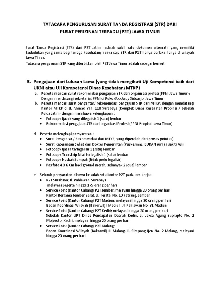 Pengurusan STR MTKP Jatim | PDF