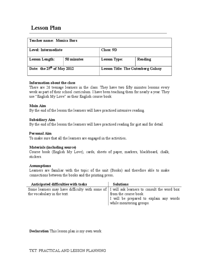 Cambridge Lesson Planixd | Lesson Plan | Applied Psychology