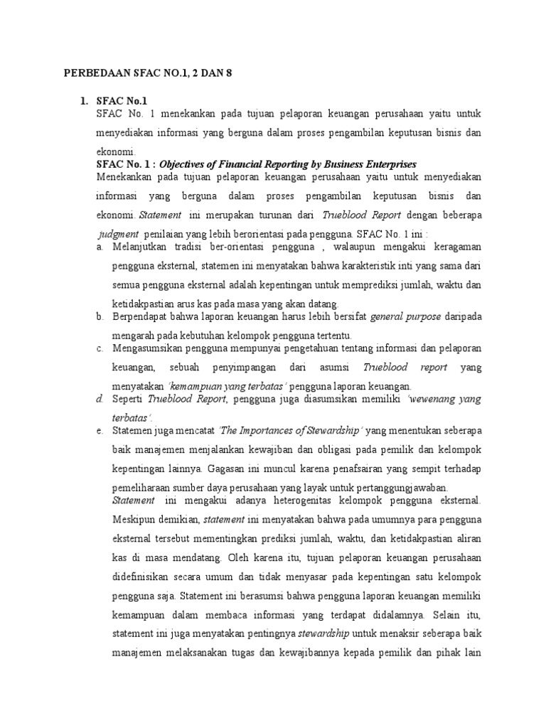 Perbandingan SFAC No. 1, 2, dan 8 | PDF