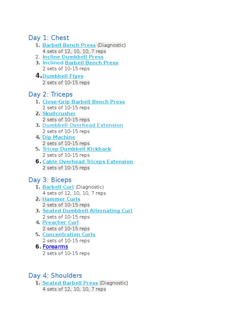 Day 1: Chest: Dumbbell Overhead Extension | PDF