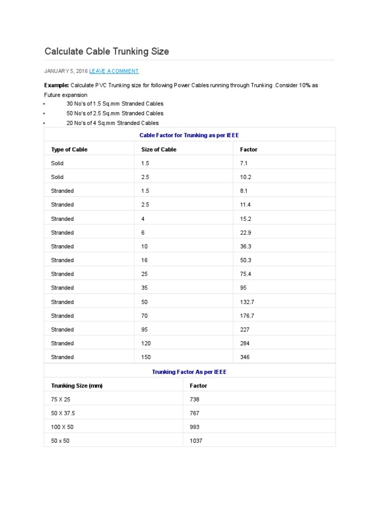 Cable Trunking Size Calculation Guide | PDF | Solar Panel | Power Inverter