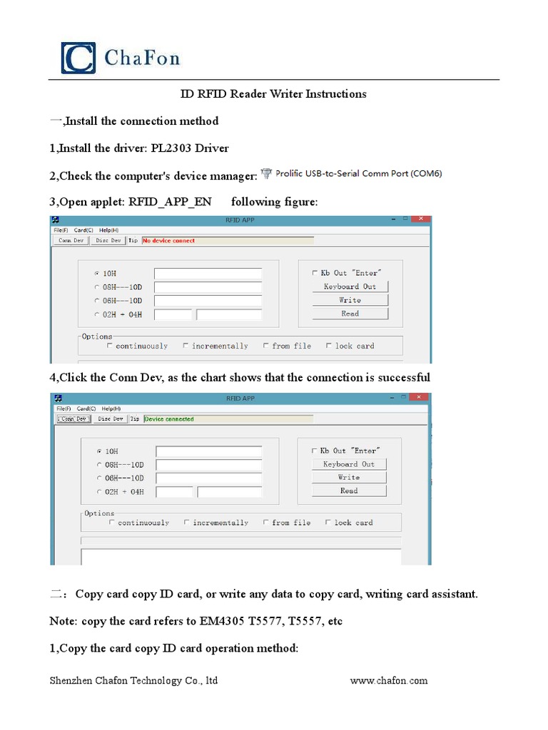 ID RFID Reader Writer Instructions | PDF