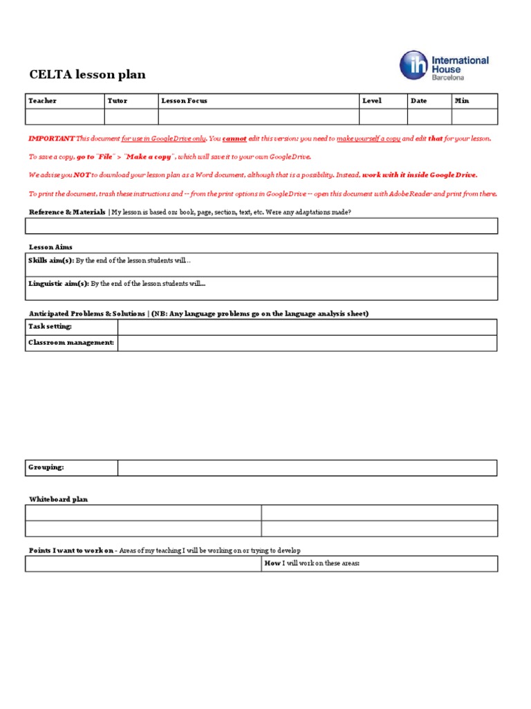 CELTA Lesson Plan | PDF