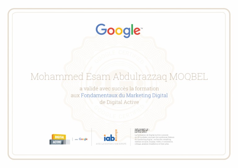 Certification Digital Active | PDF