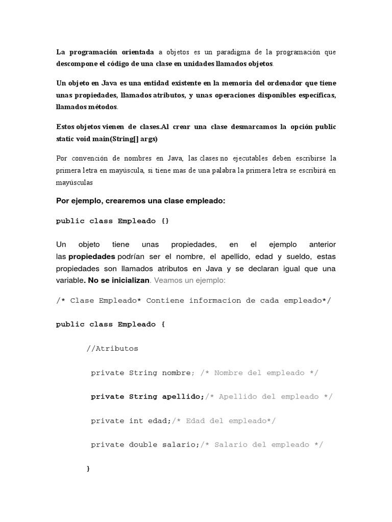Ejercicio Basico Usando Clase Metodo Y Constructor Pdf Java 