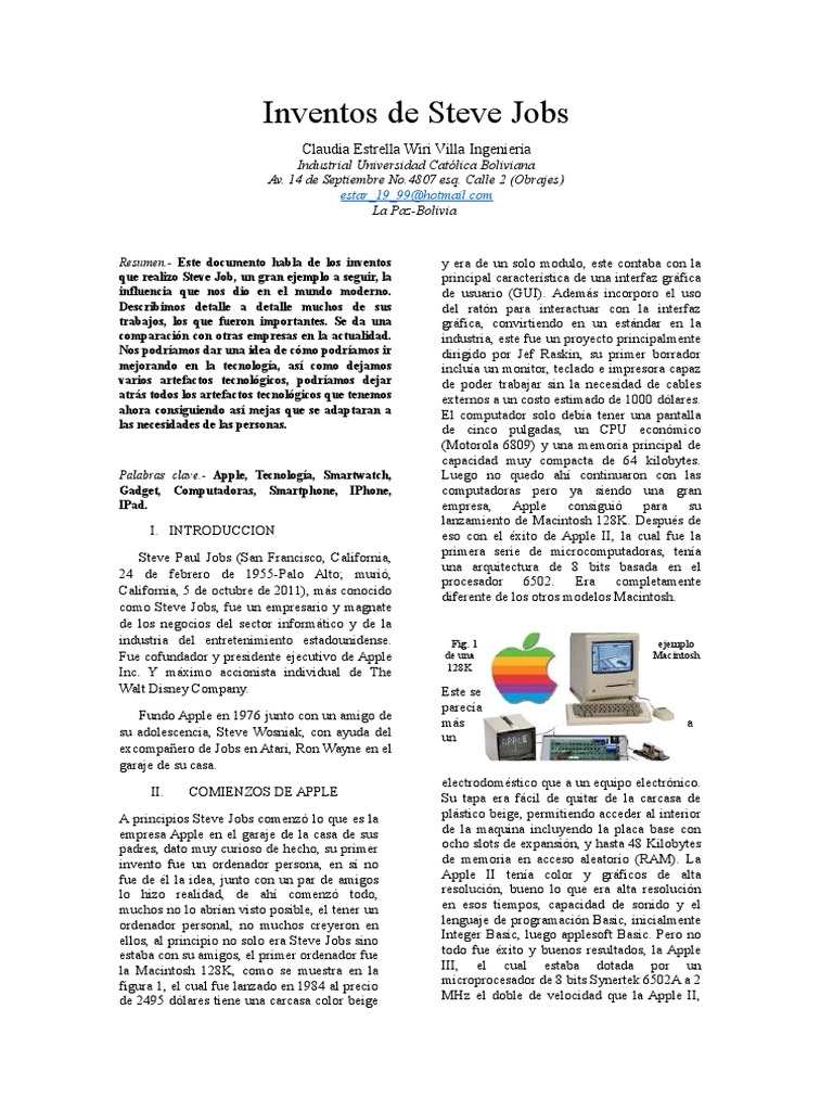 Inventos de Steve Jobs - Docx Con Formato | Descargar gratis PDF ...