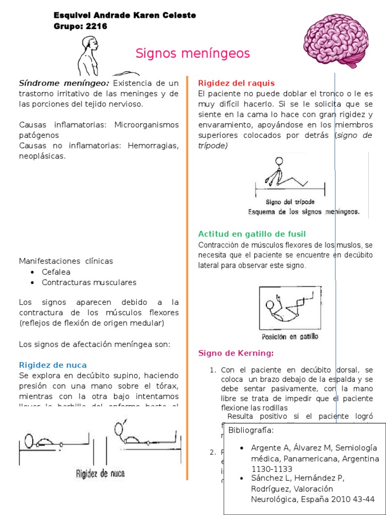 Signos Meníngeos | PDF | Medicina | Especialidades Medicas