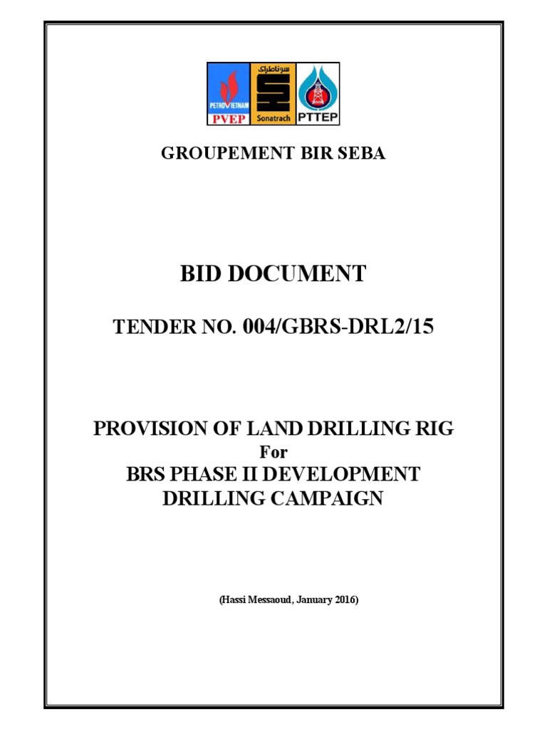 ITB Document - T 004 For Land Drilling Rig | PDF | Drilling Rig ...