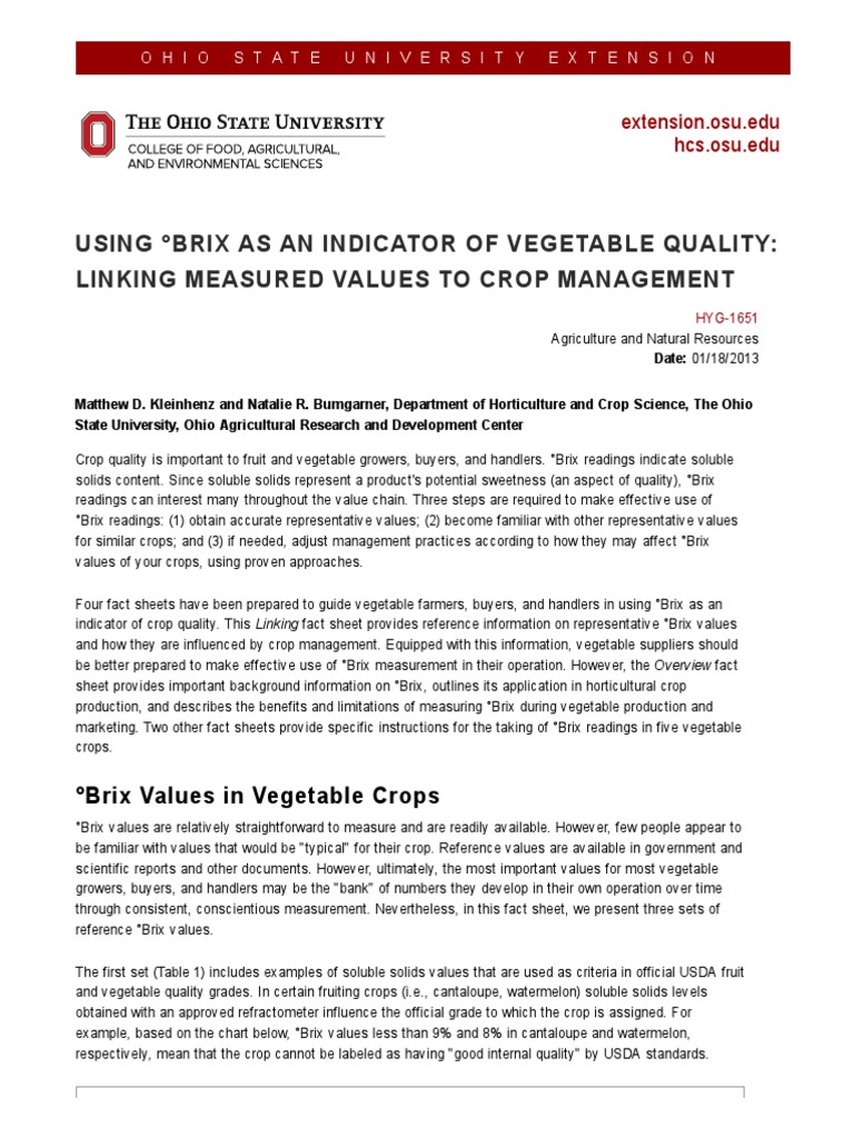 Using Brix As An Indicator of Vegetable Quality, An Overview of The ...