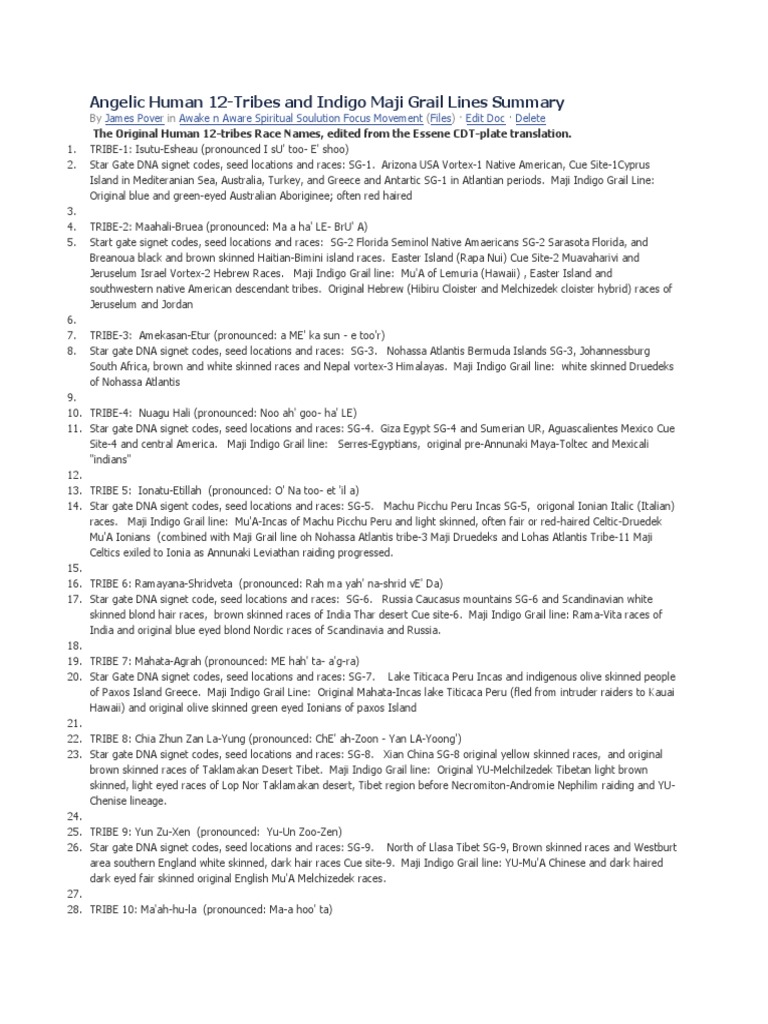 Angelic Human 12-Tribes and Indigo Maji Grail Lines Summary1 | PDF