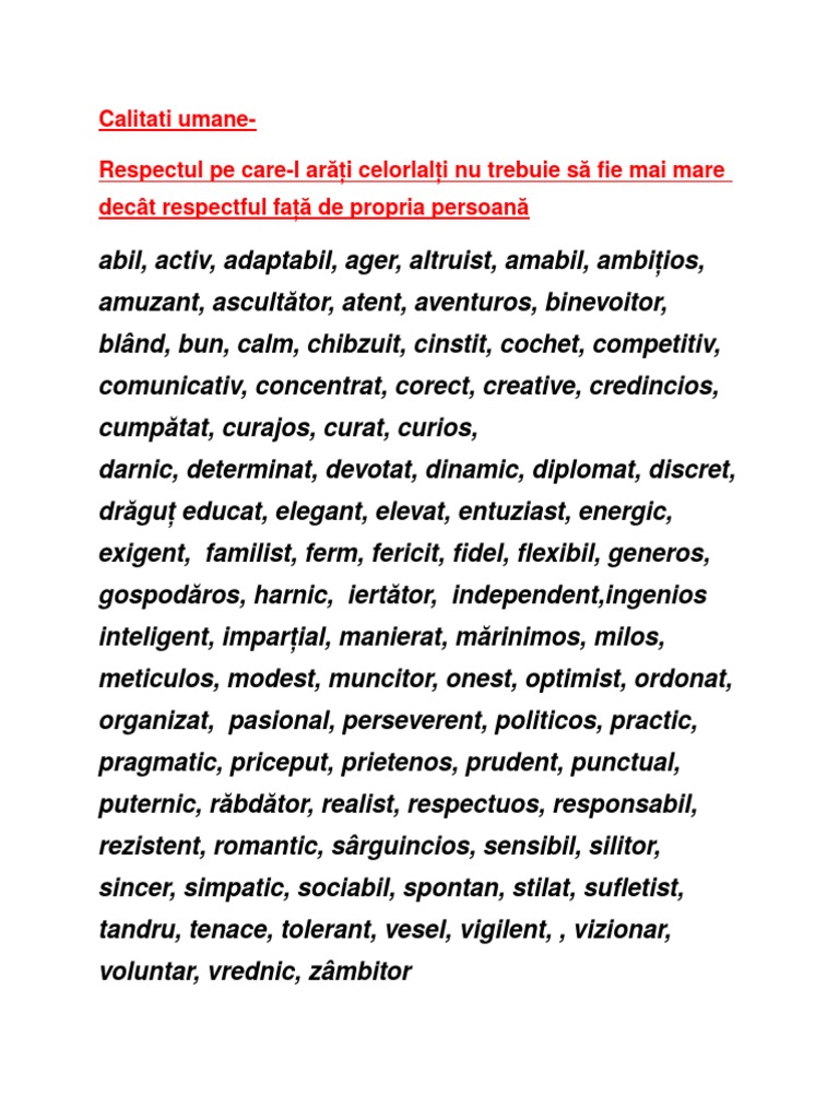 Calitati Umane | PDF