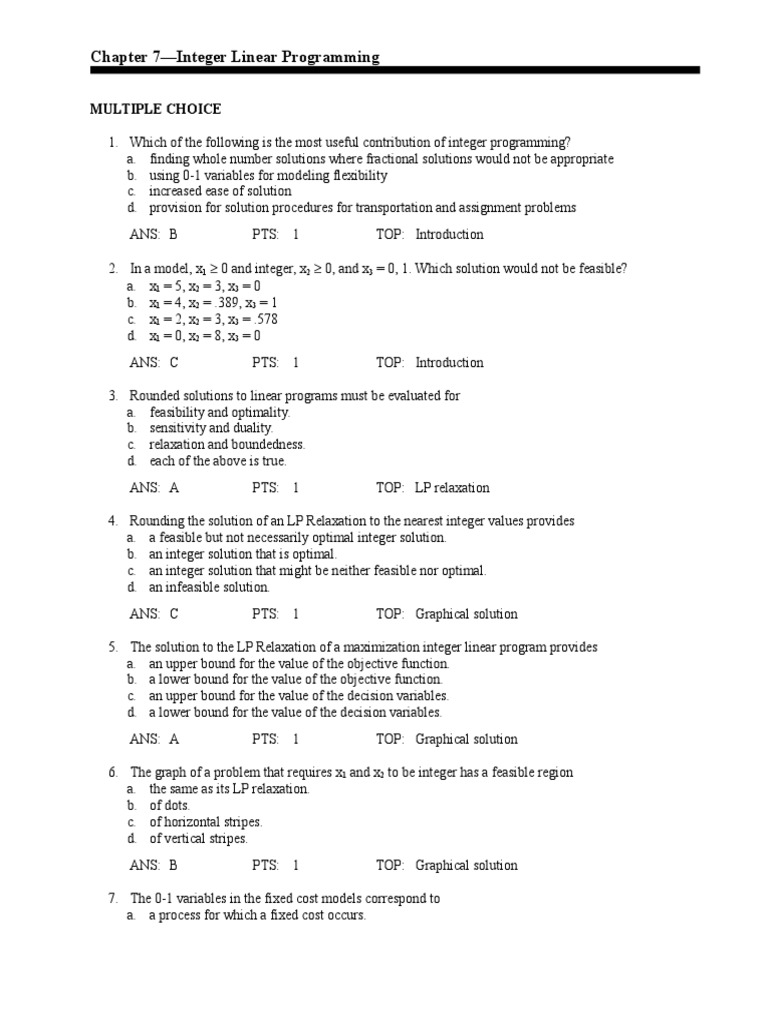 Integer Linear Programming Pdf Linear Programming Mathematical Optimization