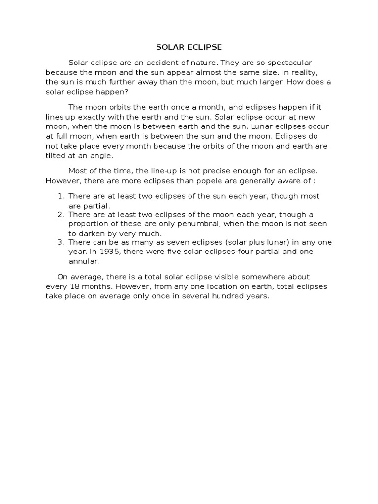 Solar Eclipse | PDF