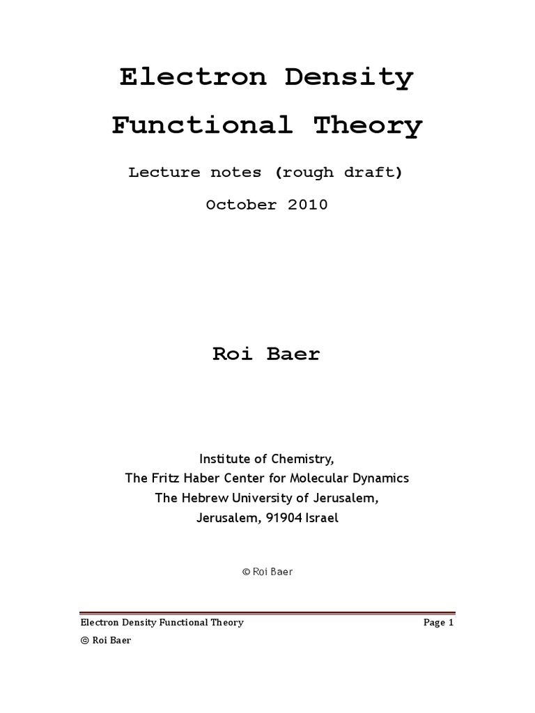 dft00 Density Functional Theory Intro | PDF | Hartree–Fock Method | Density Functional Theory