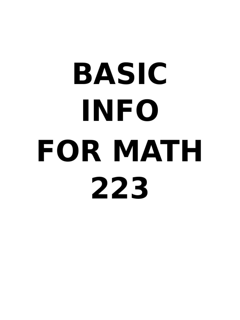 Basic Info For Math 223 | PDF