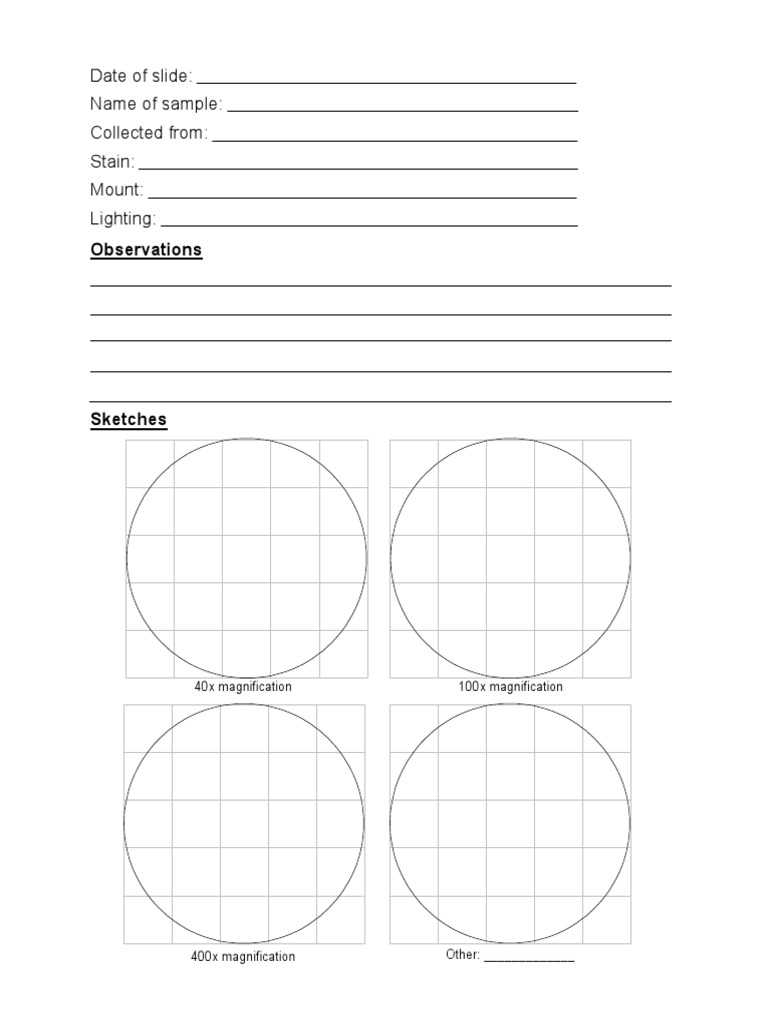 Microscope Data Sheet | PDF | Teaching Methods & Materials