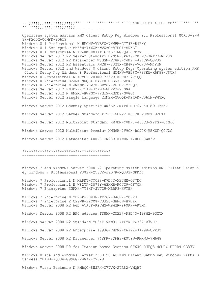 Windows Server Product Keys List | PDF