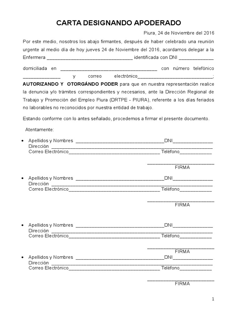 Carta Designando Apoderado | PDF | Gobierno | Política (general)