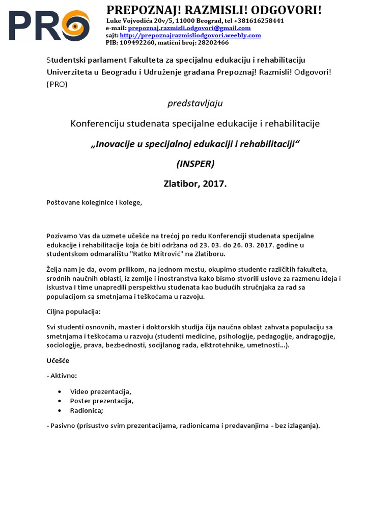 Pozivno Pismo 2 | PDF