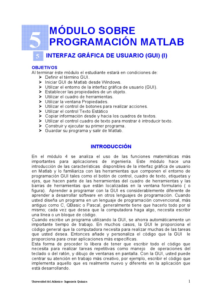 Modulo 5 Sobre Programacion Matlab Guide PDF | PDF | Programa de computadora | Programación