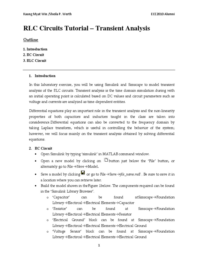 Analysis of Transient Responses in RC and RLC Circuits Using Simulink ...