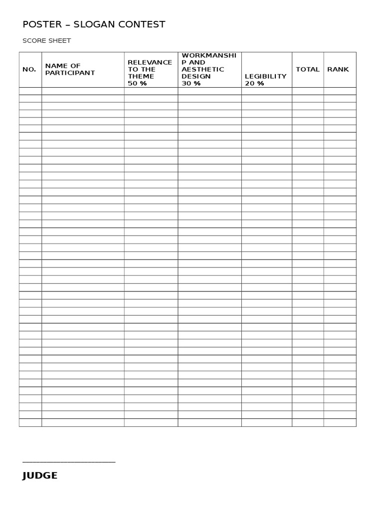 Slogan Contest Judging Criteria | PDF | Teaching Methods & Materials