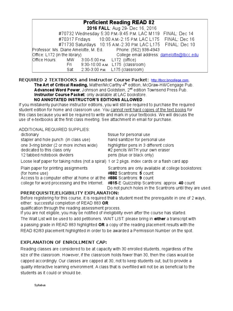 Proficient Reading Course Details 2016 | PDF | Reading Comprehension ...