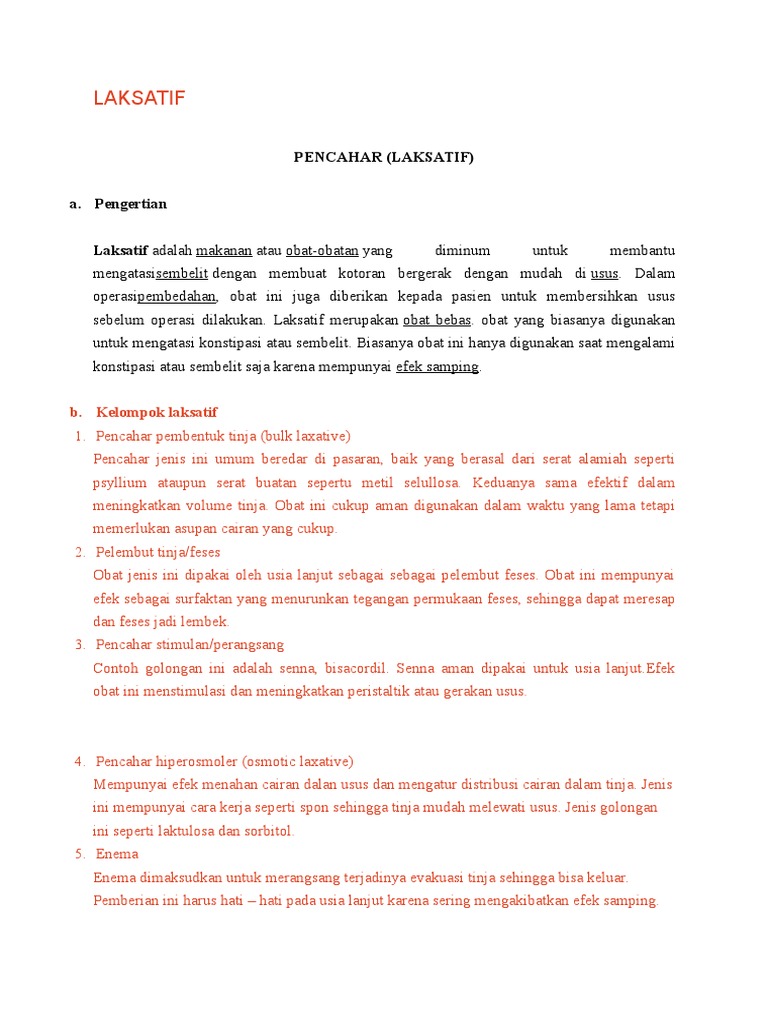 Jenis dan Efek Samping Laksatif | PDF