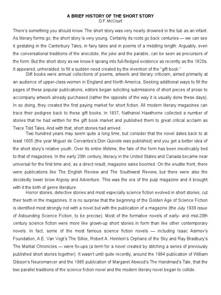 Brief History of the Short Story | PDF | Science Fiction | Short Stories