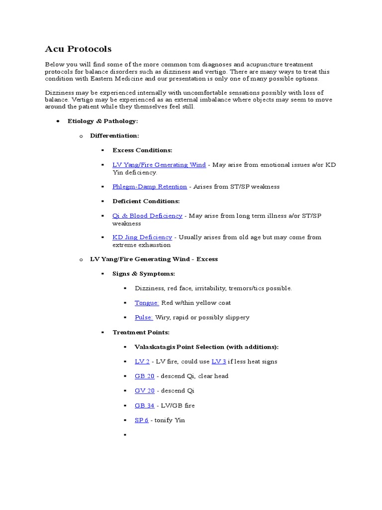 Acu Protocols | PDF | Traditional Chinese Medicine | Acupuncture